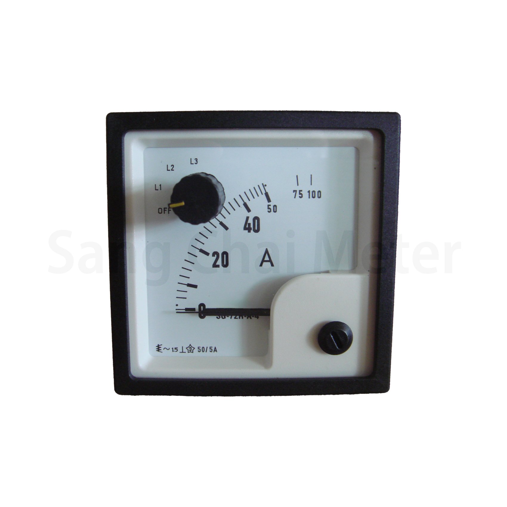 แอมป์มิเตอร์ติดแผงสวิทช์บอร์ด แบบมีสวิทช์หมุนในตัว | Analog AC Amp ...