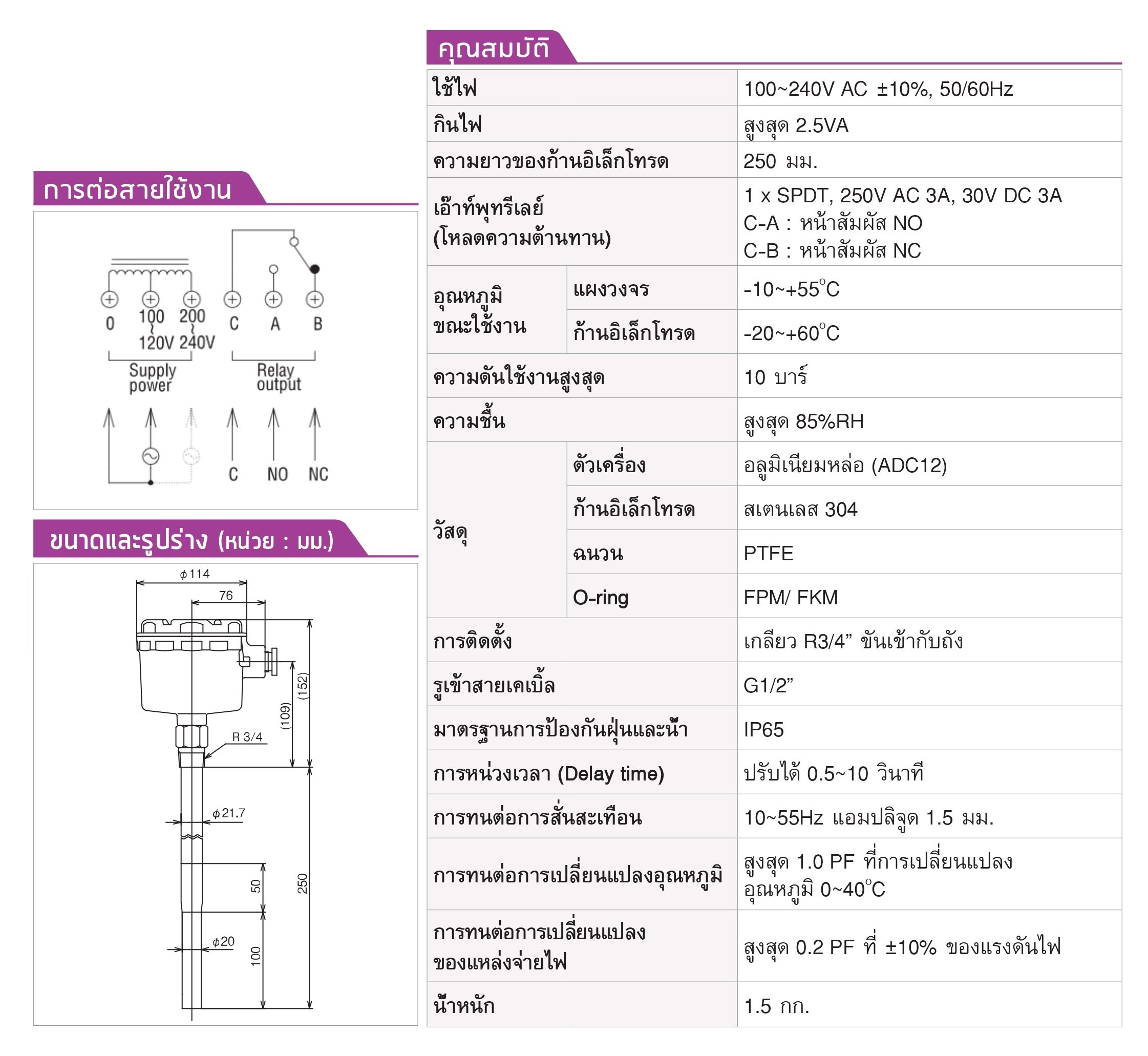 KRV-2NH เครื่องวัดระดับของเหลวและผงเมล็ดแบบคาปาซิแตนซ์ - บริษัท แสงชัย ...