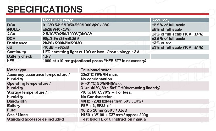 Analog Multimeter - บริษัท แสงชัยมิเตอร์ จำกัด