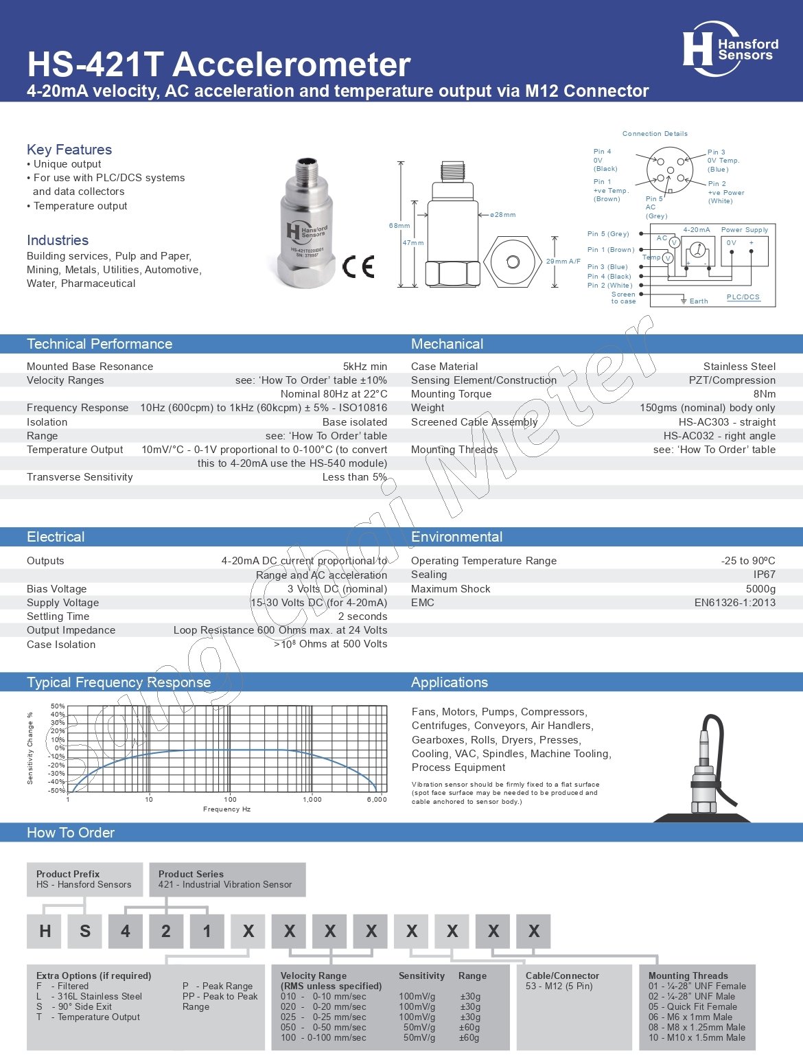 HS-421T Accelerometer - บริษัท แสงชัยมิเตอร์ จำกัด