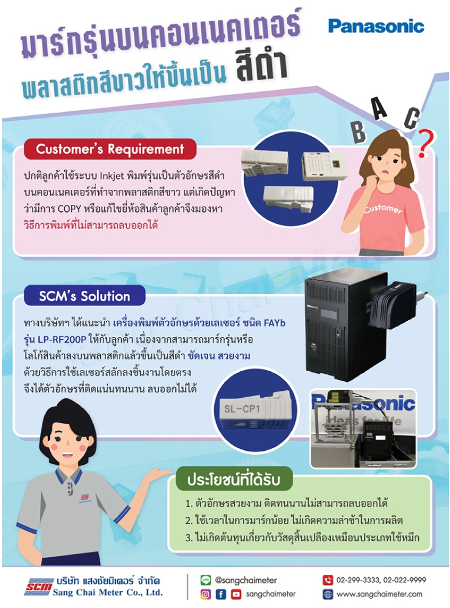 มาร์กรุ่นบนคอนเนคเตอร์พลาสติกสีขาวให้ขึ้นสีดำ - บริษัท แสงชัยมิเตอร์ จำกัด