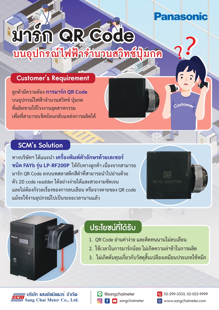 มาร์ก QR Code บนอุปกรณ์ไฟฟ้าจำนวนสวิทช์ปุ่มกด - บริษัท แสงชัยมิเตอร์ จำกัด